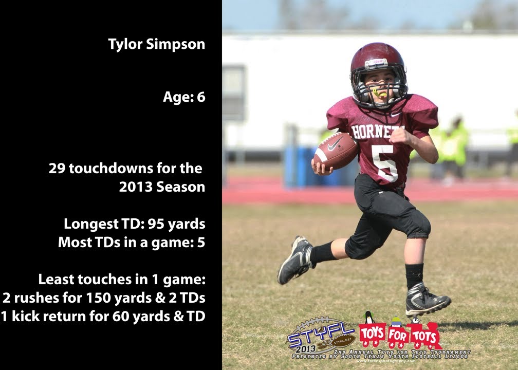 Flour Bluff Youth Sports - 6 year old Tylor Simpson #5 2013 football ...