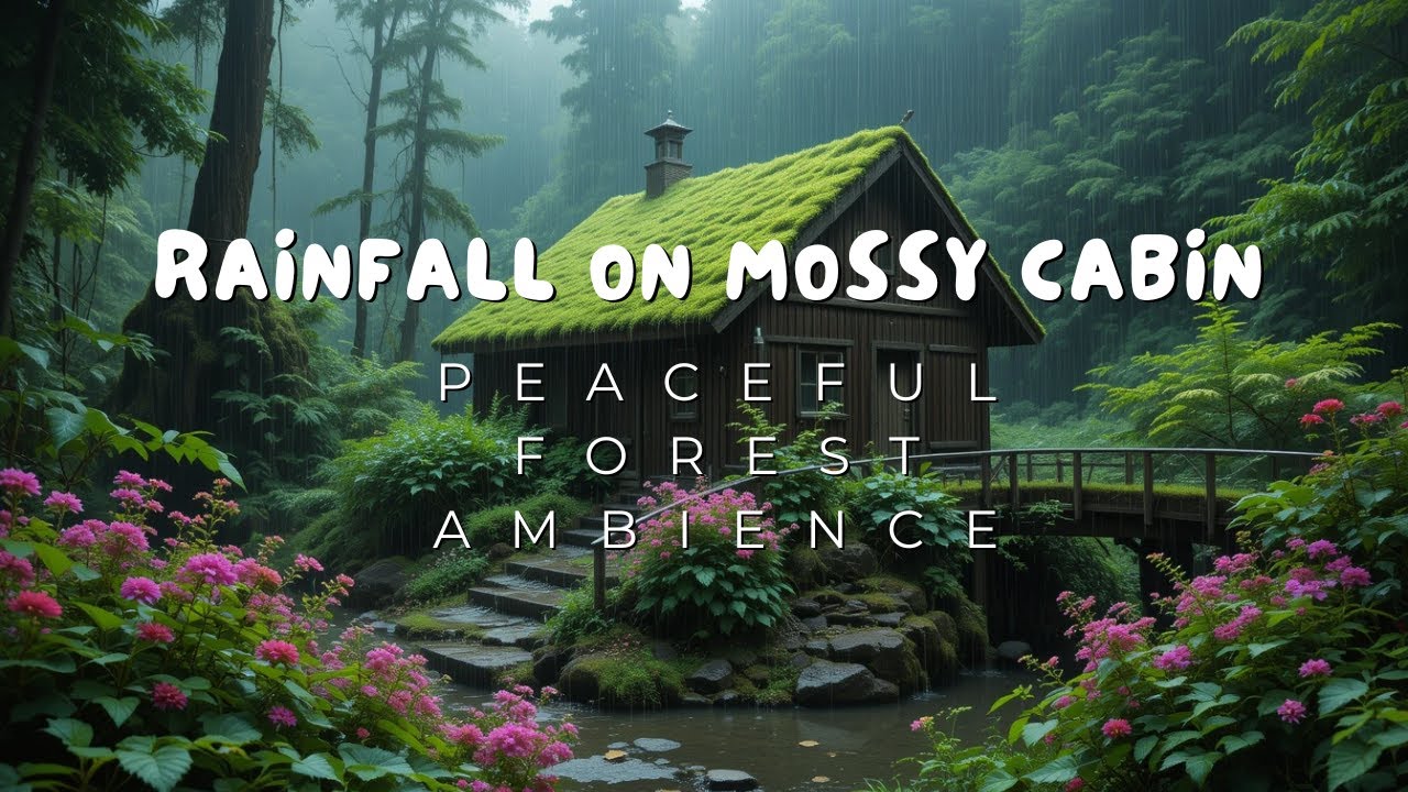 Rainfall Over a Mossy Forest Cabin – Peaceful Nature Sounds for Deep ...