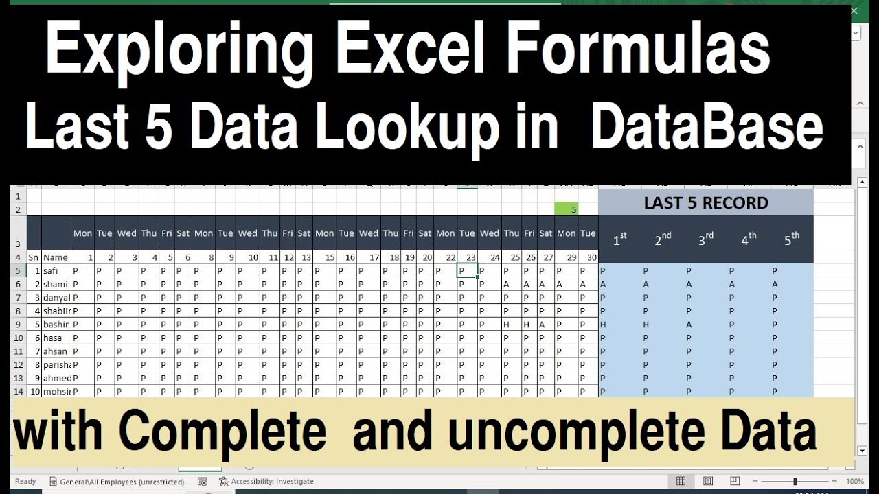 How to Make the Most of the Last 5 Data Lookup in Excel Formula - YouTube