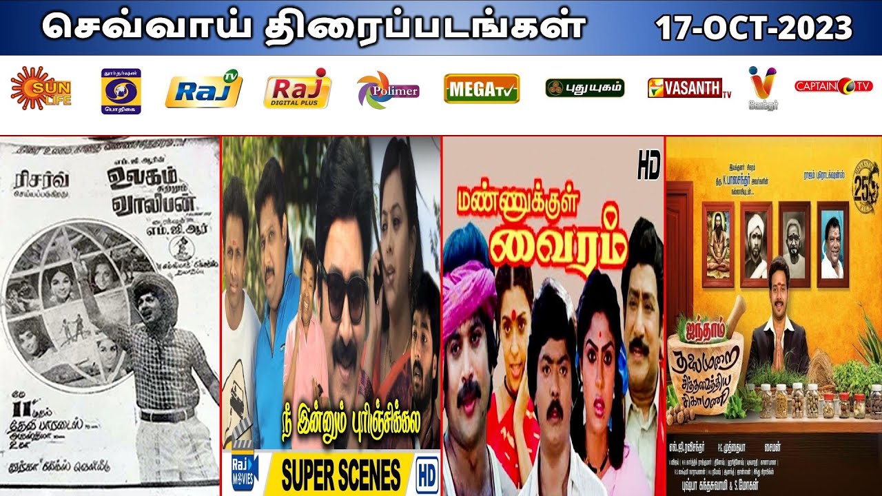 Tuesday Movies in TV Raj TV DD Podhigai Movies Polimer TV Puthu Yugam ...