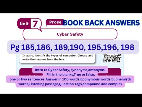 Cyber Safety 8th std English Book Back Exercises | 8th English Unit 7 ...
