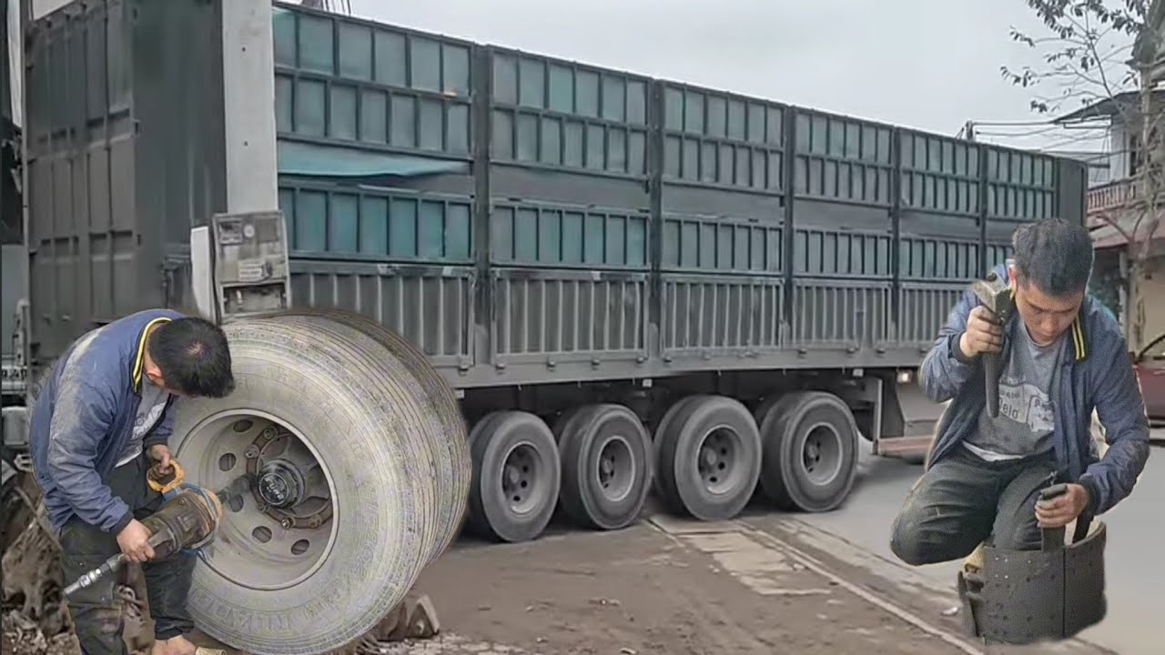 Repairing and making tweezers and brake pads for Howo sinotruk 45 ton ...