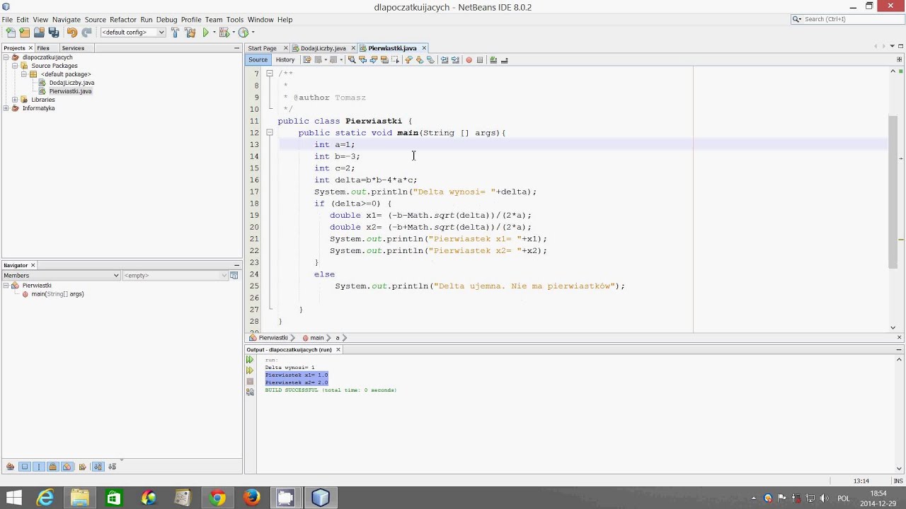 jak znaleźć pierwiastki równania kwadratowego Java 002 - YouTube