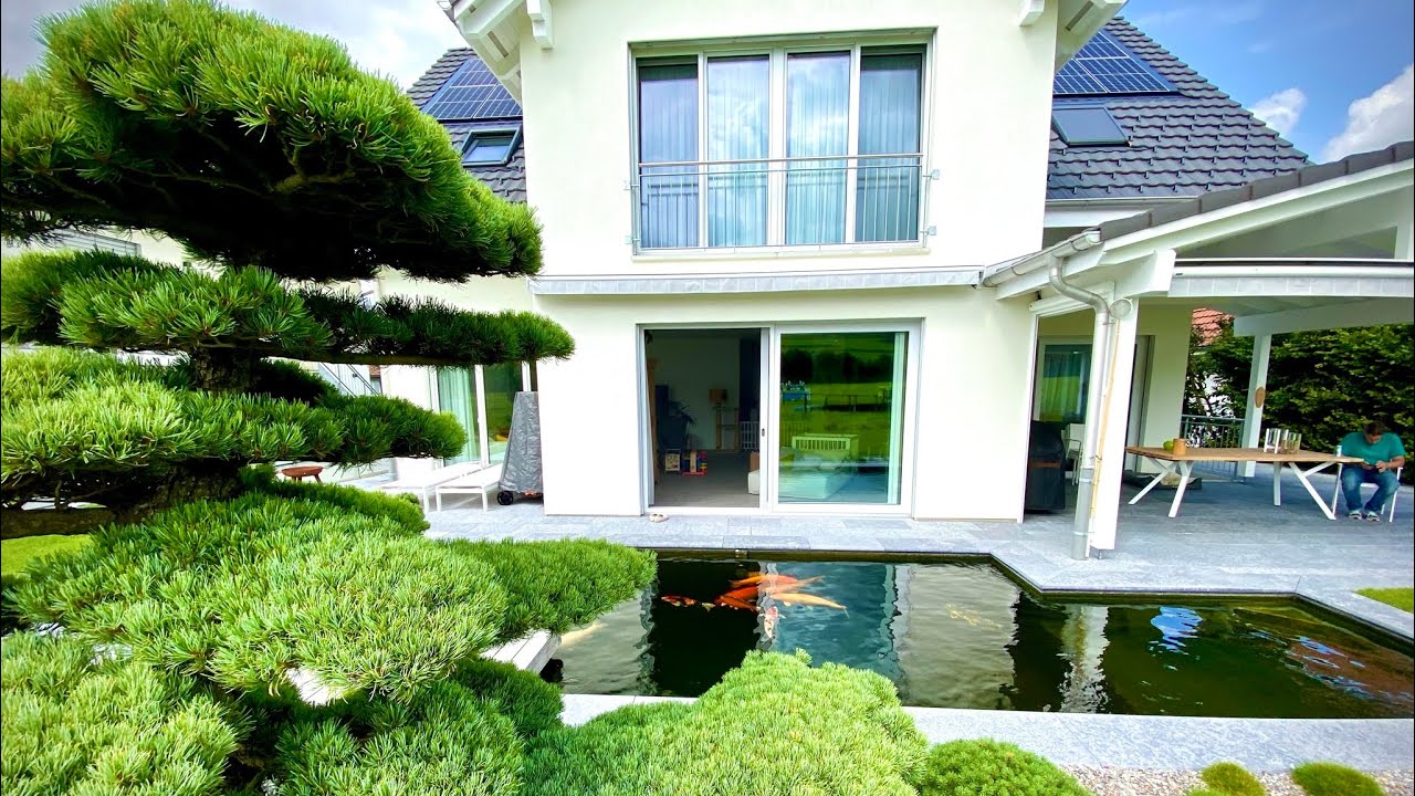 Beautiful Modern Backyard Fish Pond And Garden! - YouTube