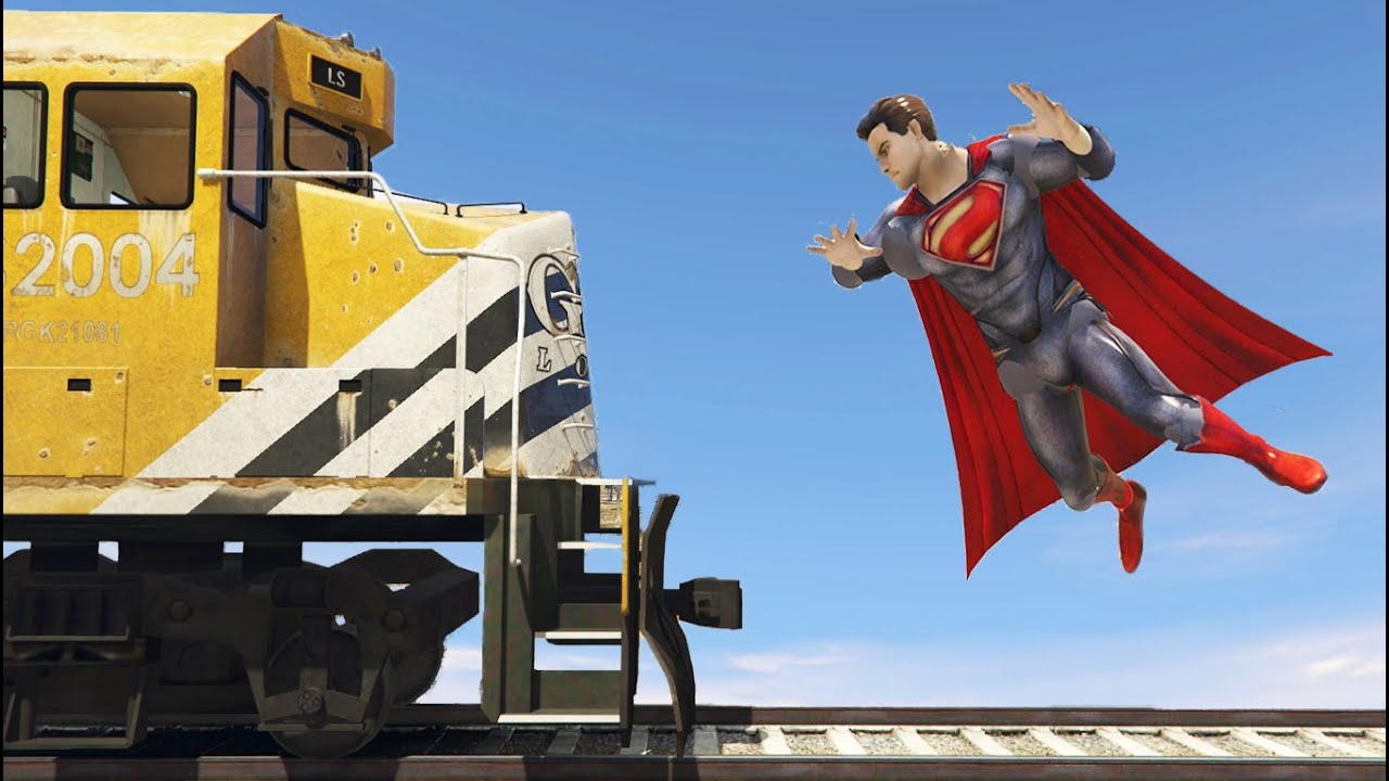 SUPERMAN VS TRAIN | GTA 5 PC Mods Gameplay - YouTube