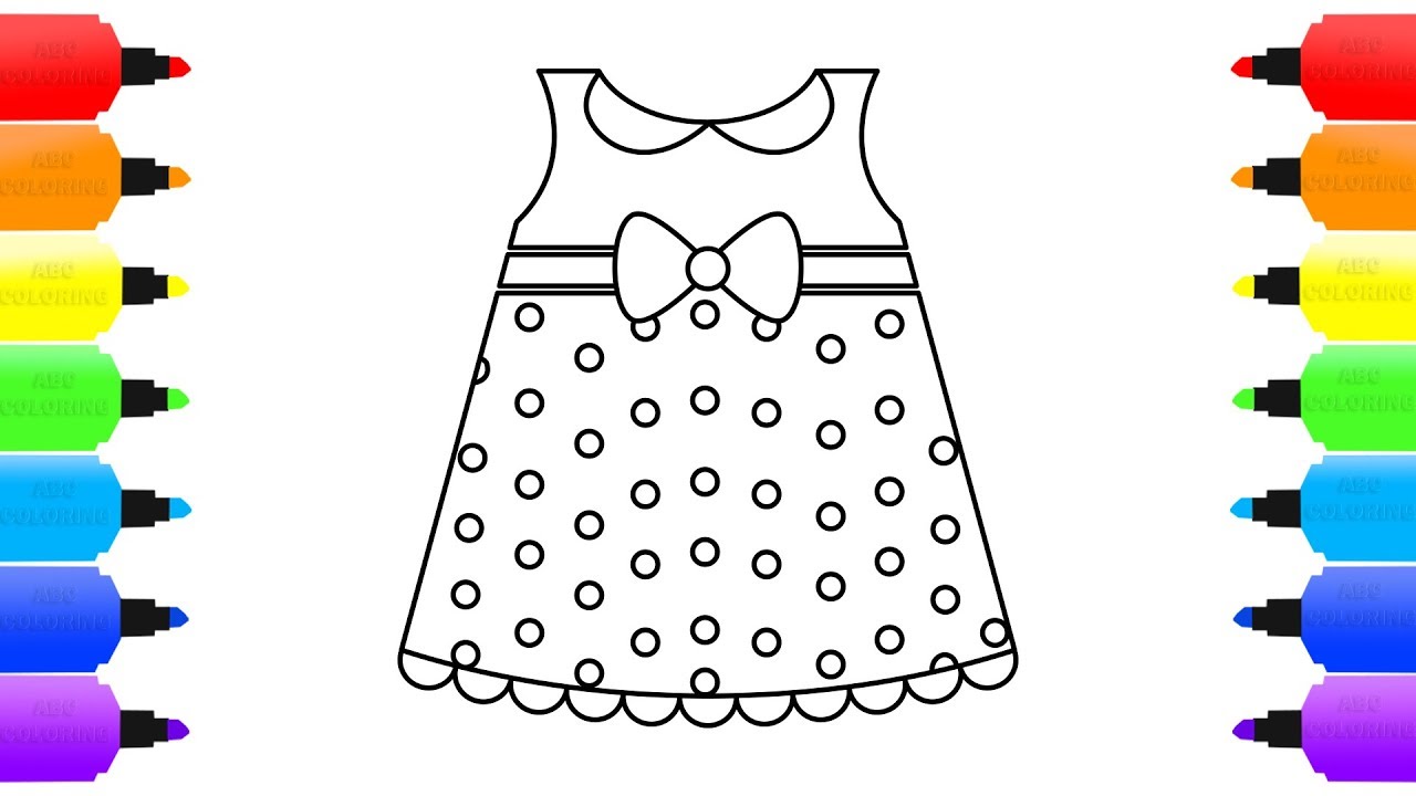 Polka Dot Dress Coloring for Kids | Learn the Colors | How to Draw ...