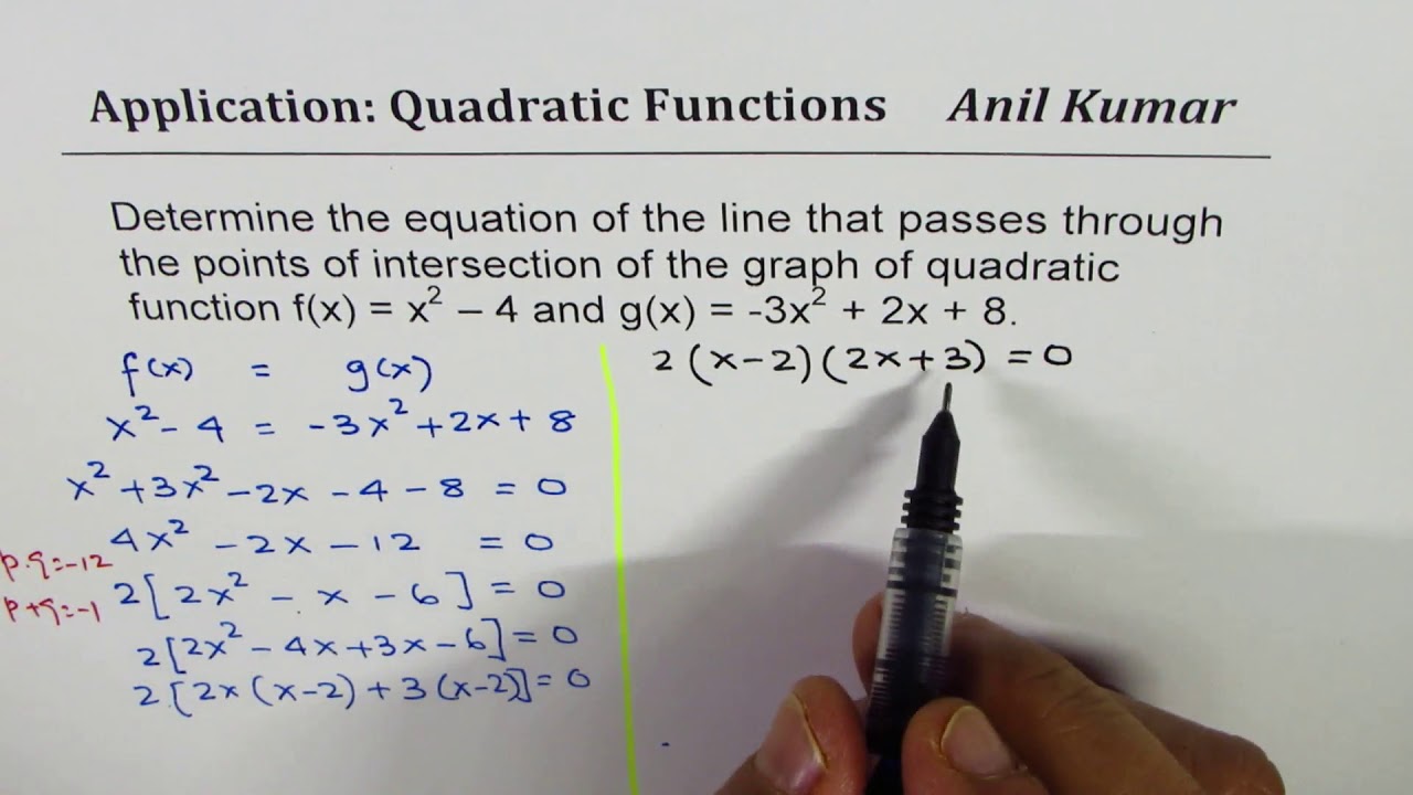 Determine the equation of line that pass through the intersection of ...