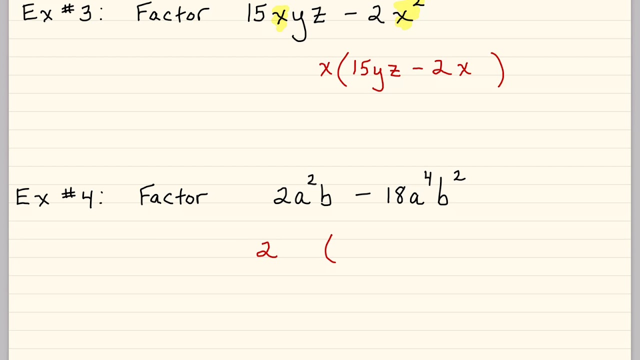 Factoring Out a Monomial from a Polynomial Part 2 - YouTube