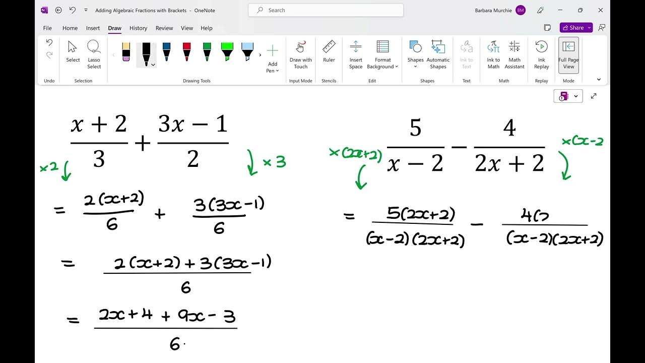 Adding Algebraic Fractions with Brackets - YouTube