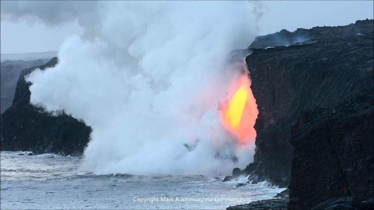 Watch the spectacular show; a "lavafall" into the ocean off the Big ...