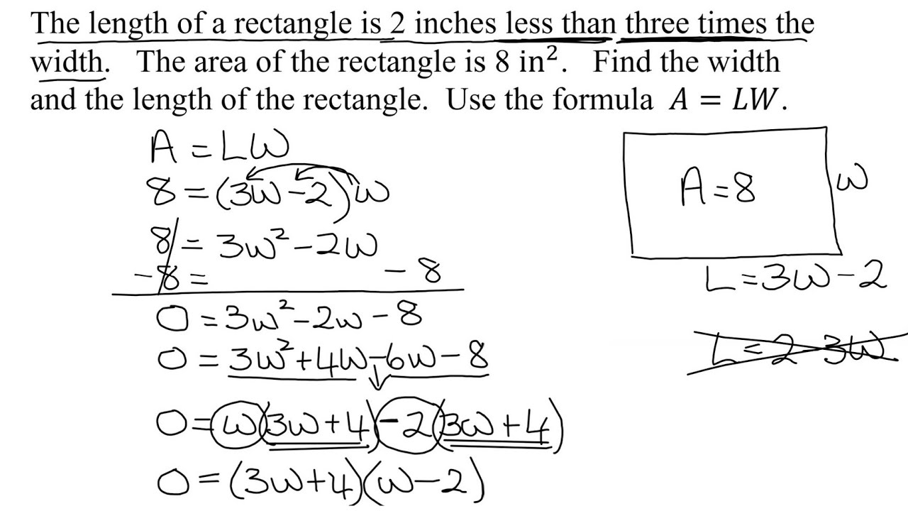 Application of Quadratic Equations: Word Problem Involving Area of ...