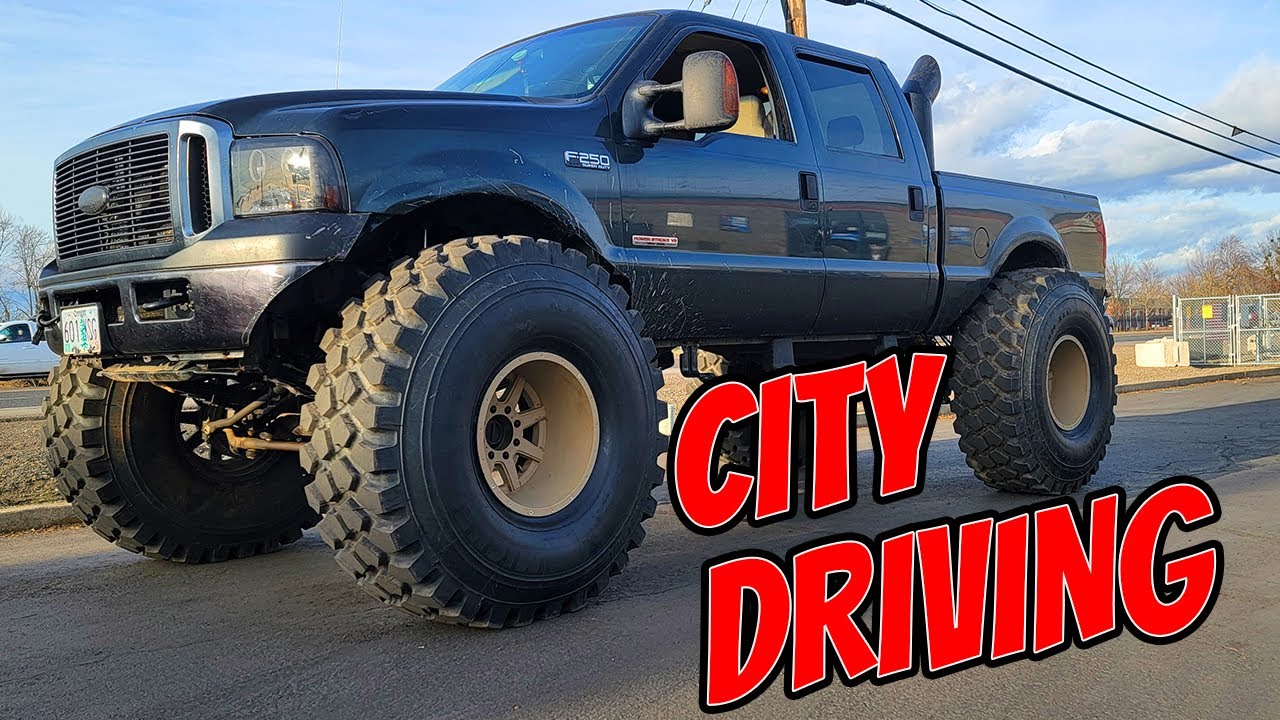 First Drive In The City On 53 INCH Tires. I Take My Wife To Work. - YouTube