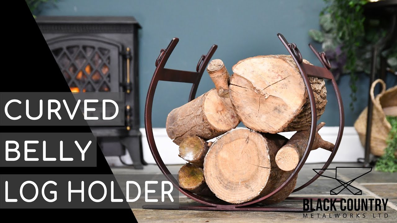 Rustic Blacksmith Curved Log Holder - YouTube
