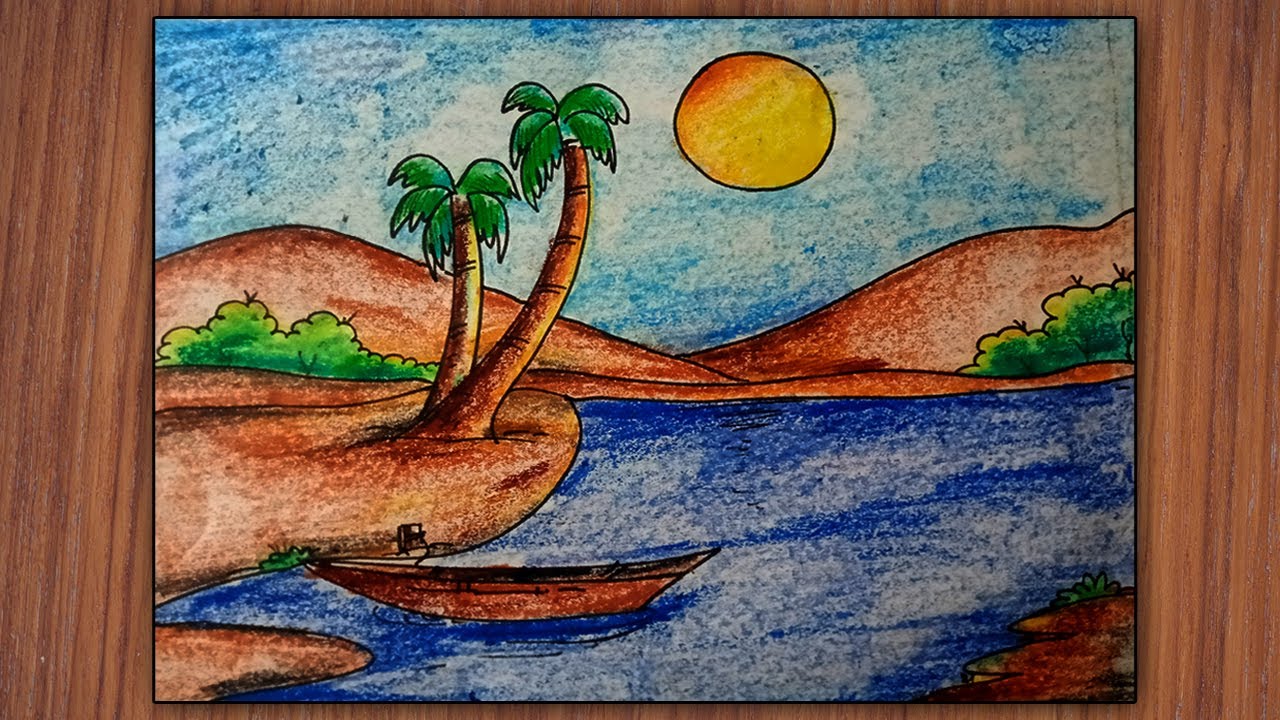 How to coloring Simple Scenery for beginners - YouTube