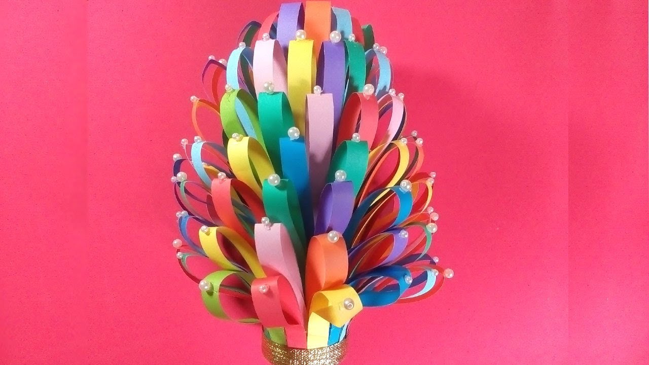 Color Paper showpiece - make flowervase using colorpaper and plastic ...