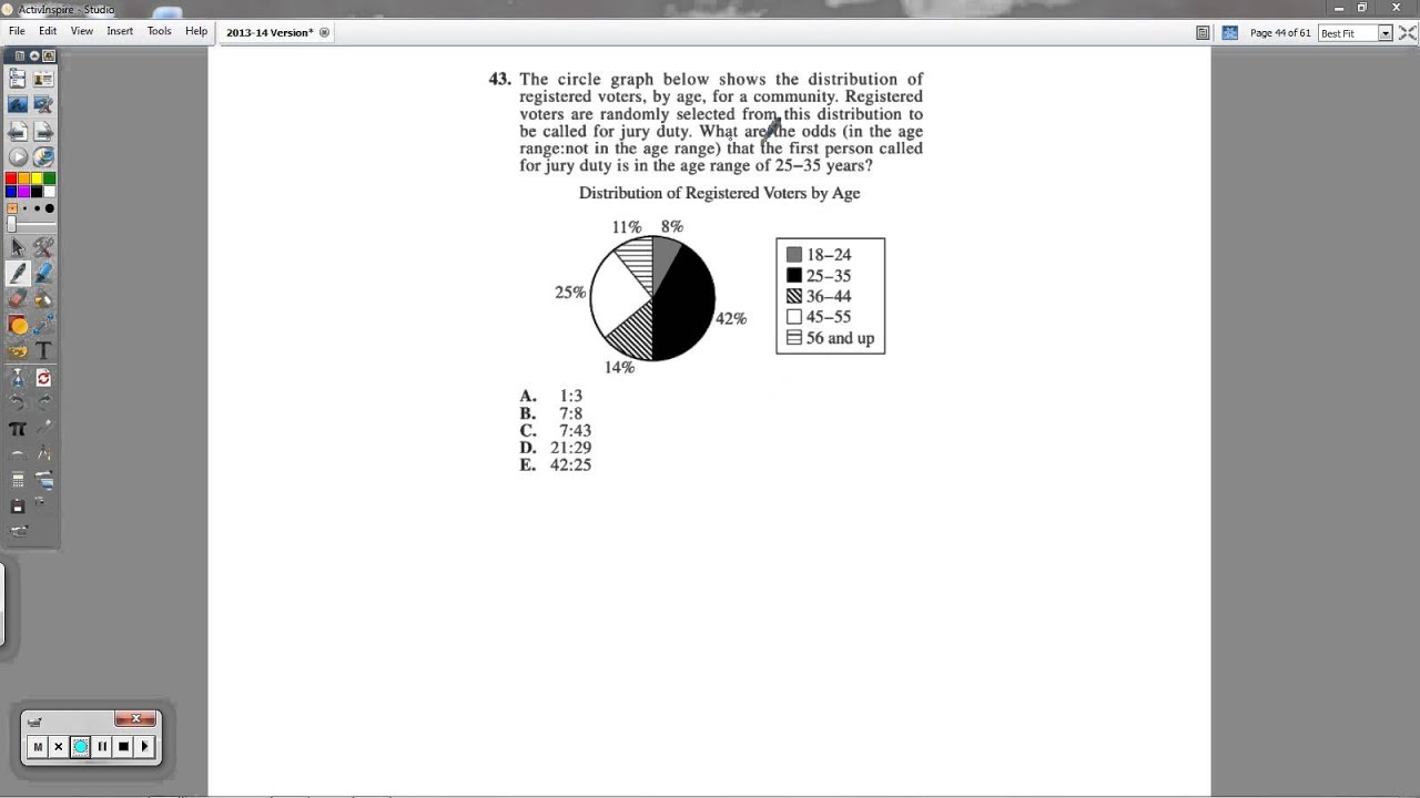 ACT Question #43 - Circle Graphs and Probability - YouTube