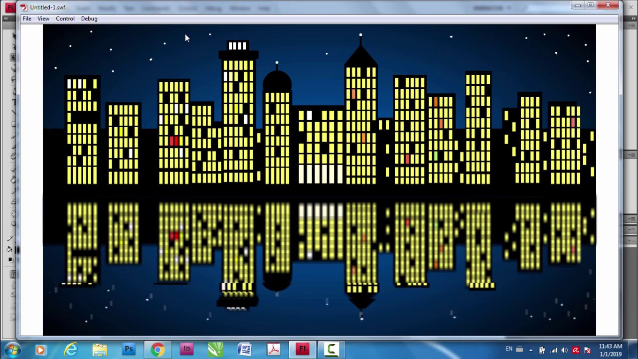 Night City Water Reflection Animation in Adobe Flash [Adobe Animate ...