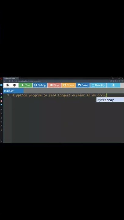 python program to find largest element in an array - YouTube