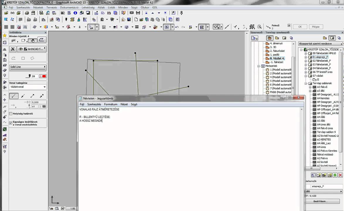 BLA_ArchiCAD 12 tutorial_hun_kezdo_07_vonalas rajz átléptékezése ...