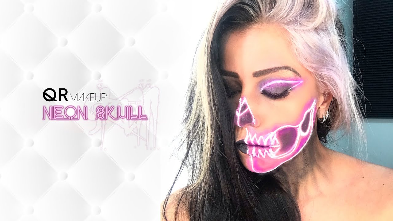 NEON SKULL MAKE UP - YouTube