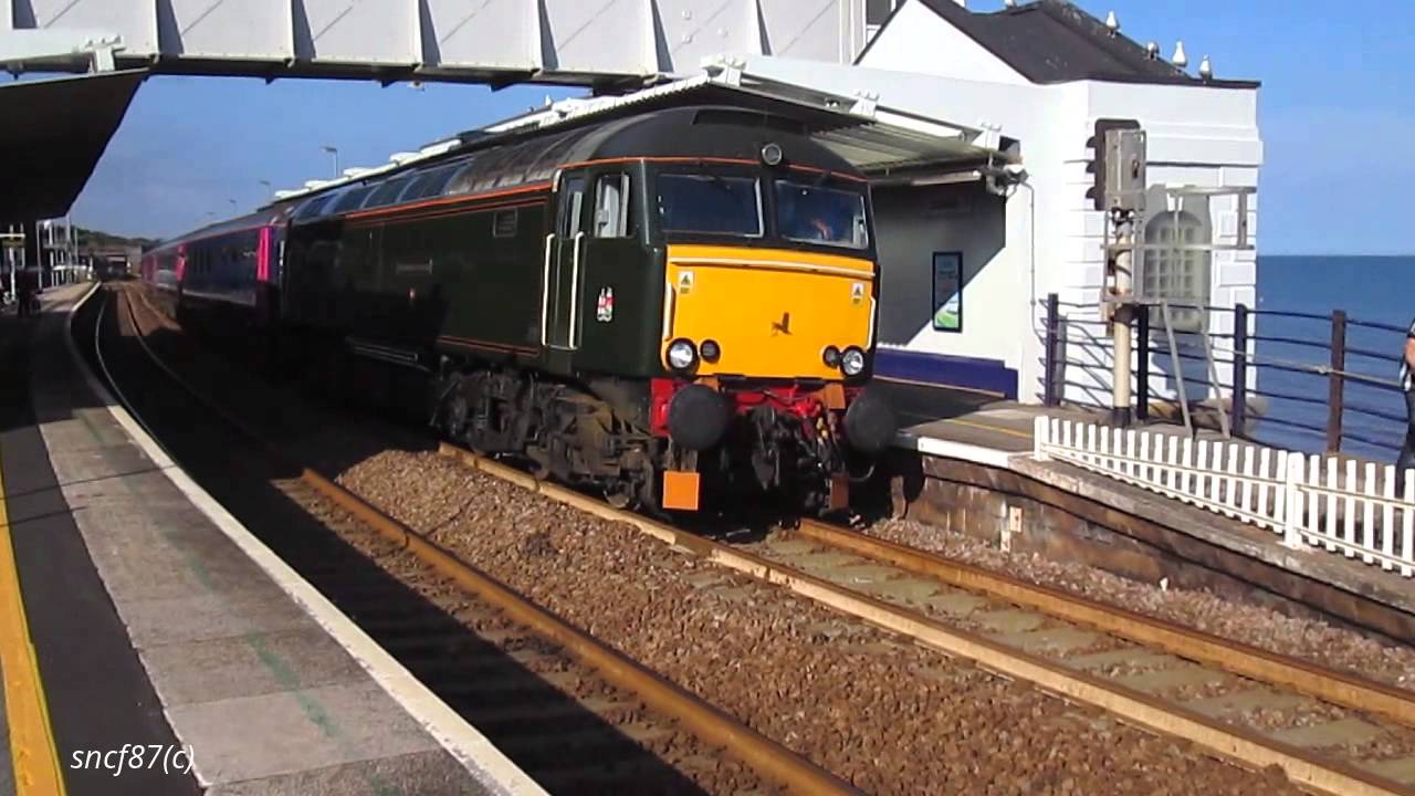 First Great Western Class 57 arriving & departing at Dawlish - YouTube
