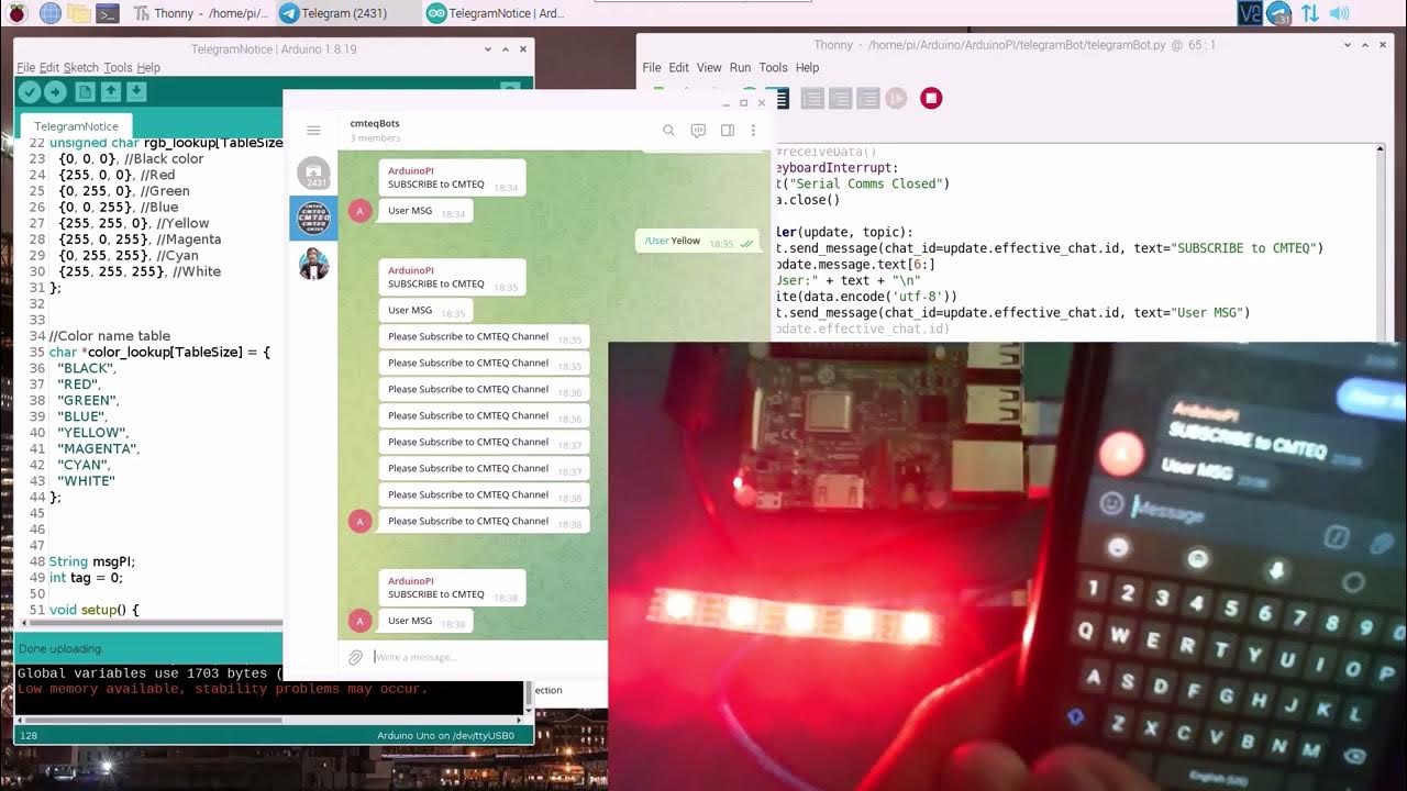 Raspberry PI Telegram #chatBot #Arduino Interaction - YouTube