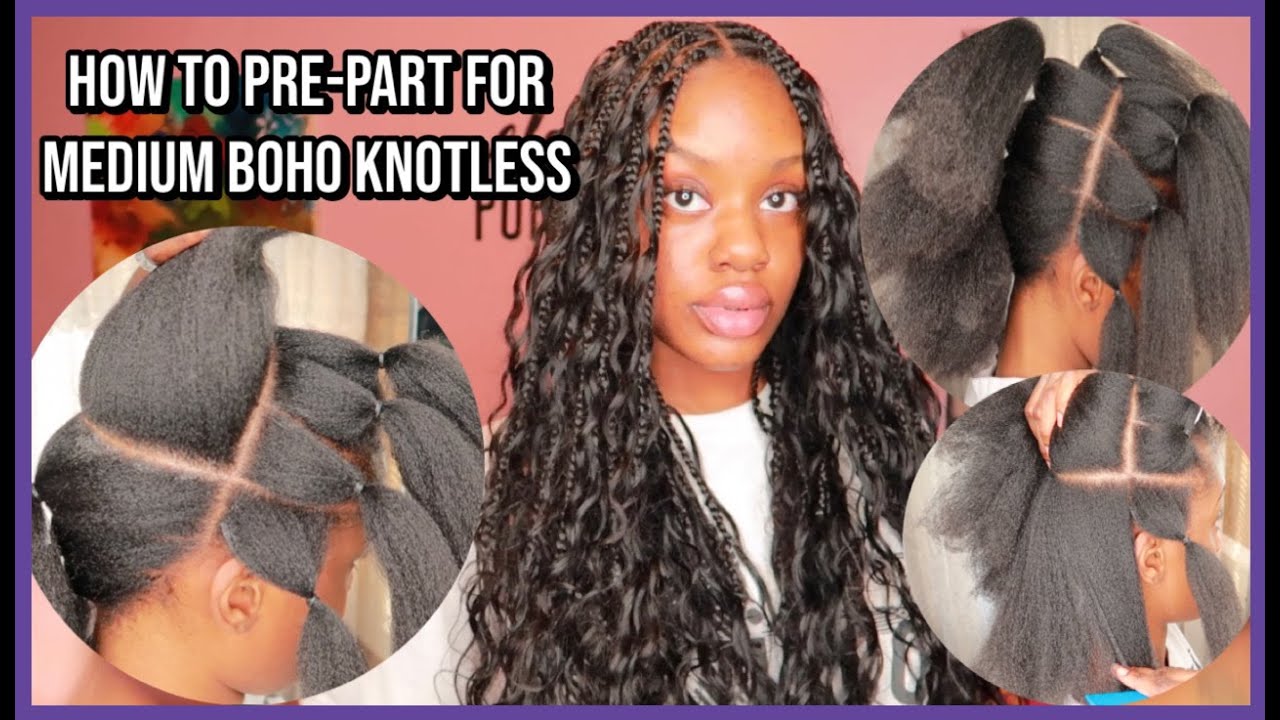 HOW TO PRE-PART FOR MEDIUM KNOTLESS | PART 1 - YouTube