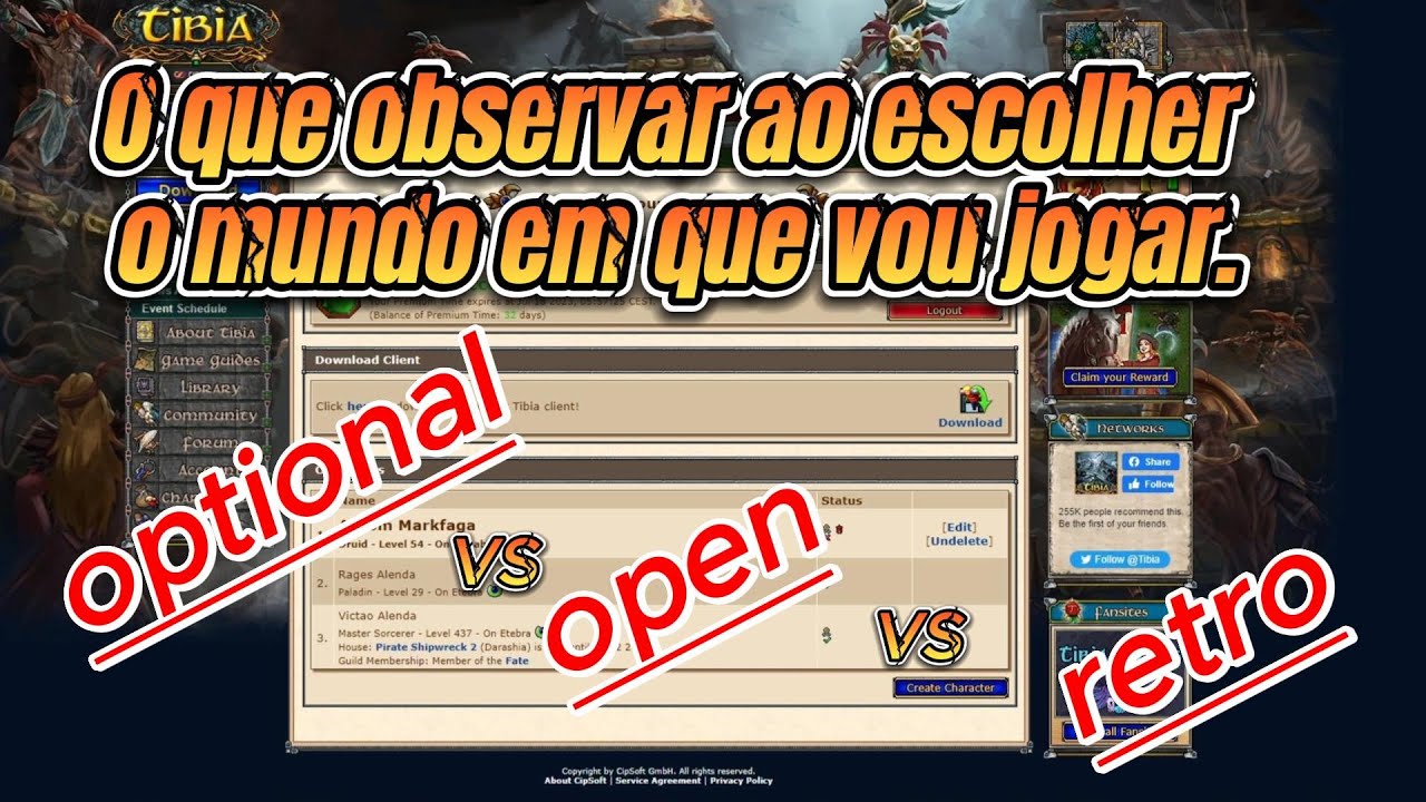 Como escolher o mundo certo no Tibia em 2023 - YouTube