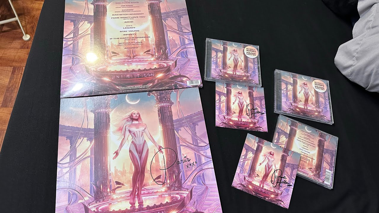 Paris Hilton INFINITE ICON signed vinyl and cd UNBOXING PARIS HILTON ...