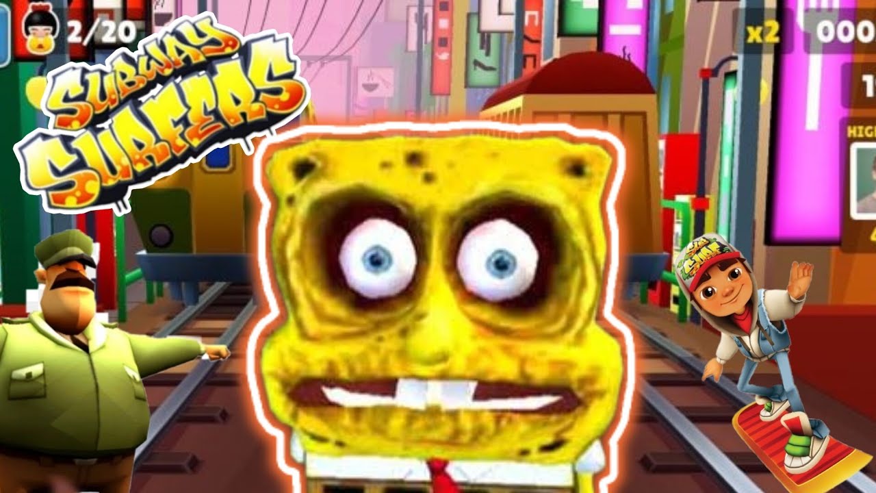 SPONGEBOB playing SUBWAY SURFER AND THEN.... - YouTube