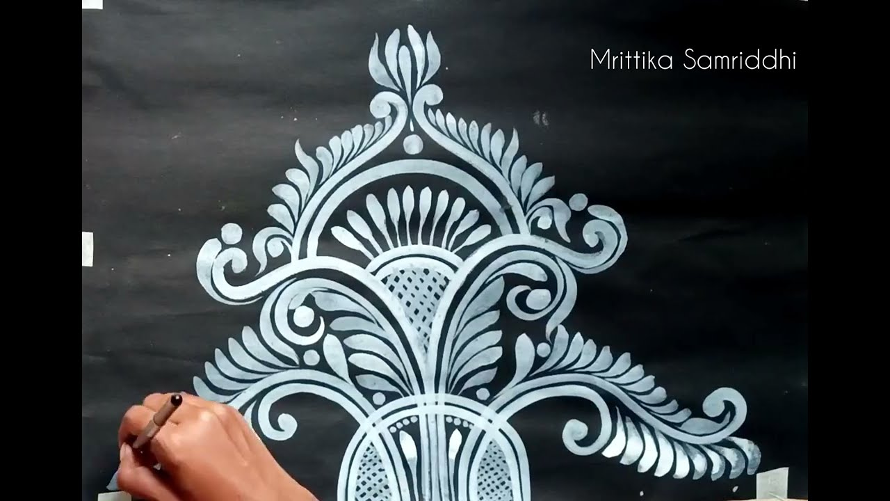 Border alpona design/ How to draw alpona/ Easy Alpona design/ Corner ...