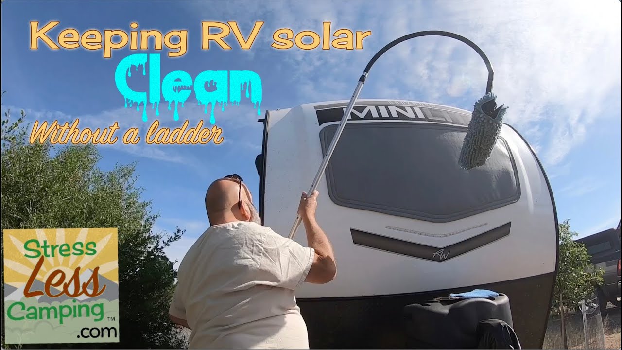 Keeping RV solar panels clean without climbing a ladder - YouTube