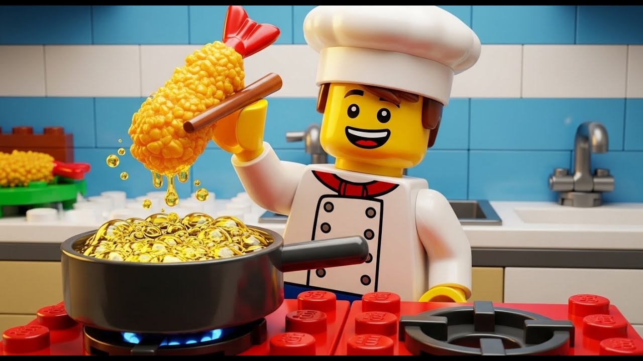 ASMR LEGO Cooking: Deep Frying Golden Shrimp Tempura 🍤🔥 - YouTube