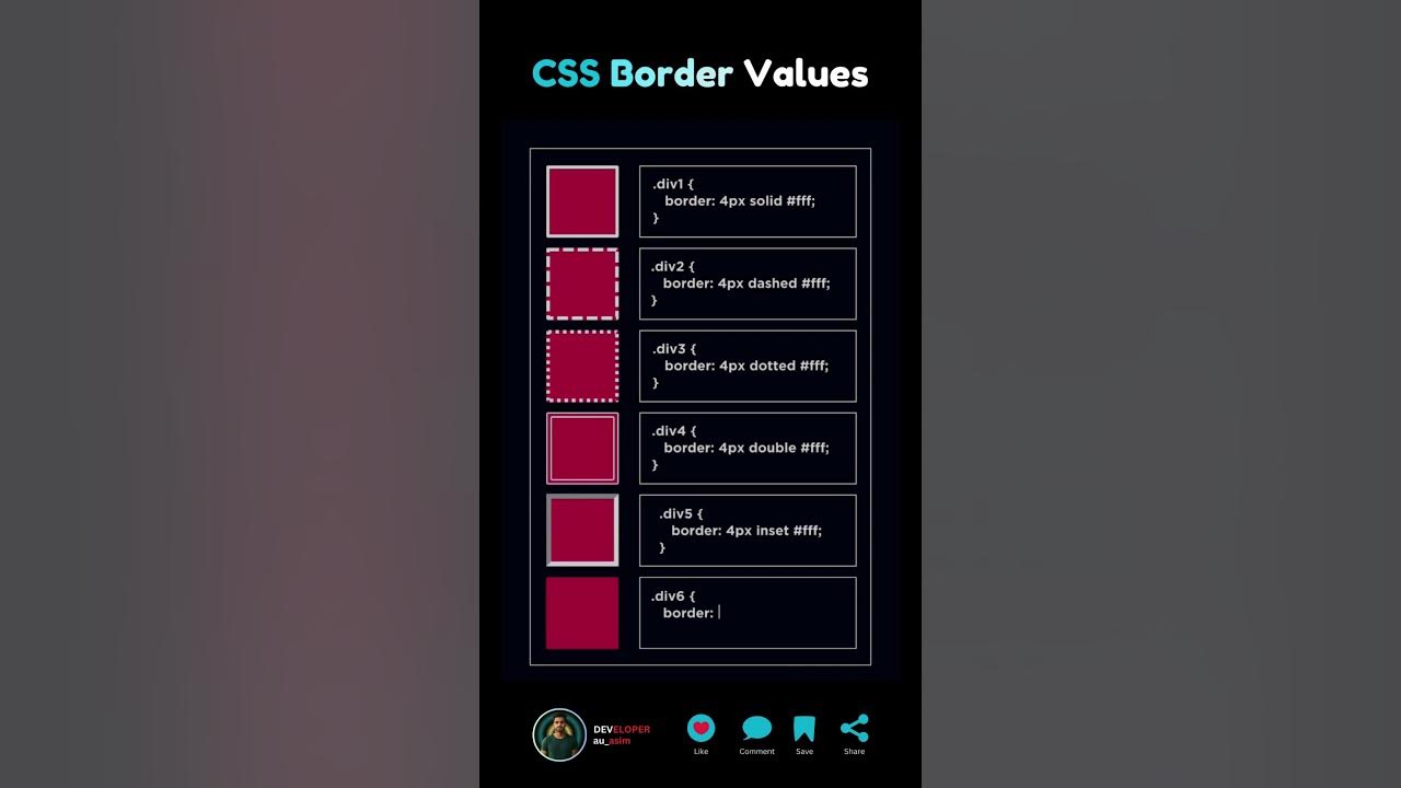 CSS Border Values #html #css #javascript #coding #webdesign #webdevelopment #animation - YouTube