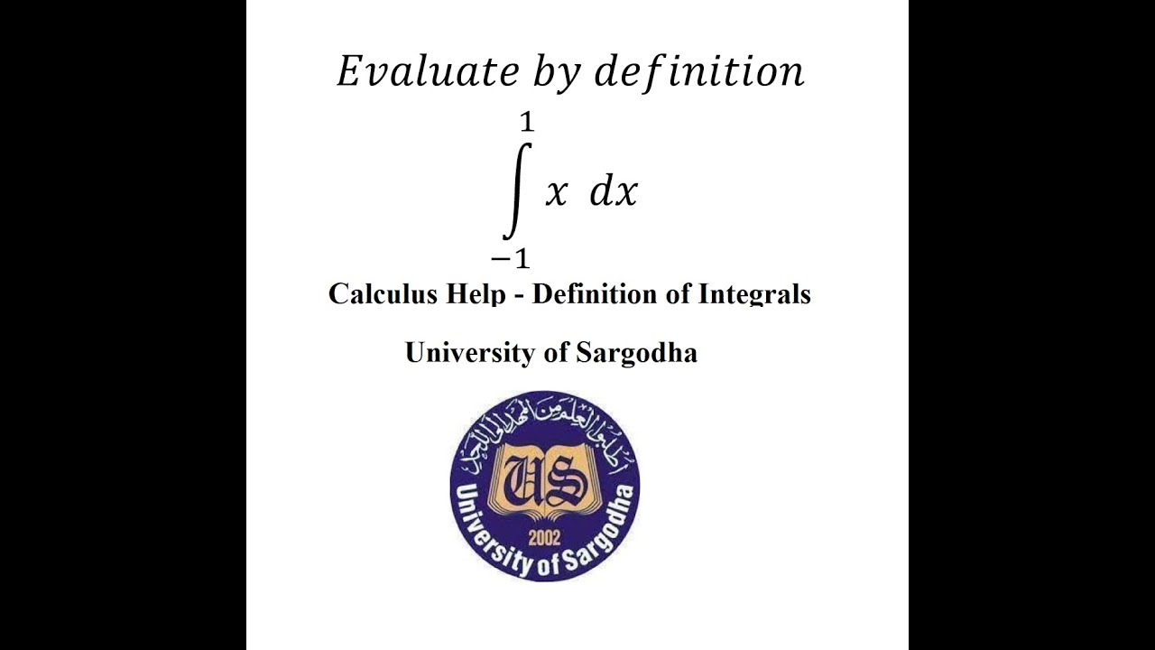 Calculus Help: Evaluate by definition of integral ∫ (-1) 1 x dx ...