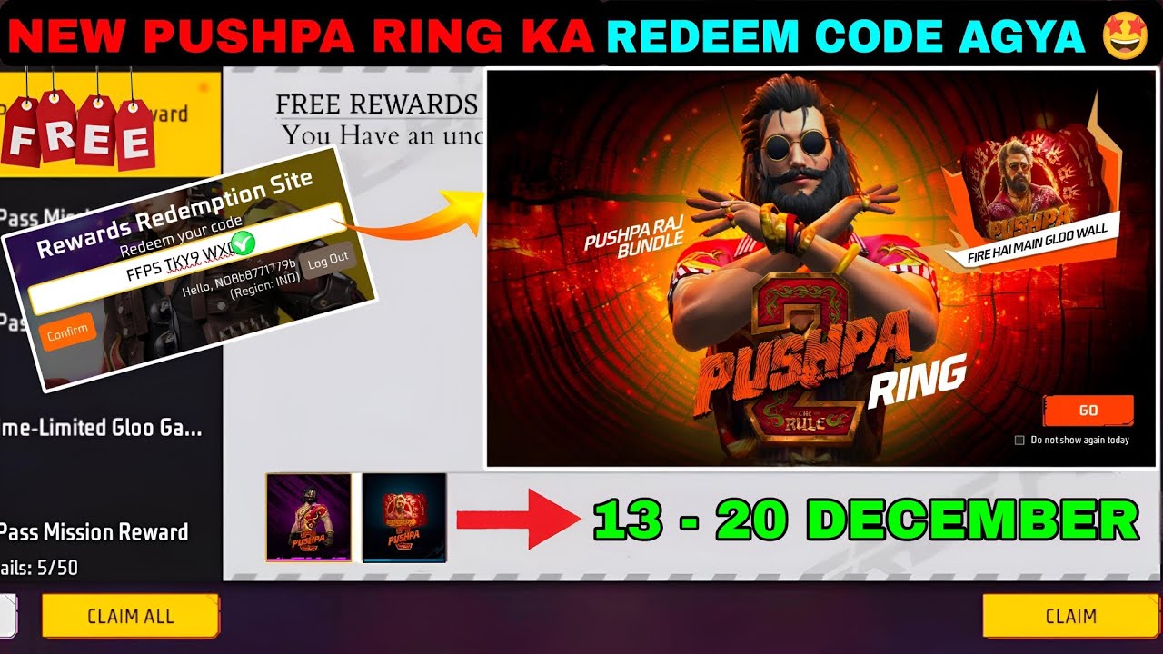 FREE FIRE REDEEM CODE TODAY 18 DECEMBER REDEEM CODE FREE FIRE | FF ...