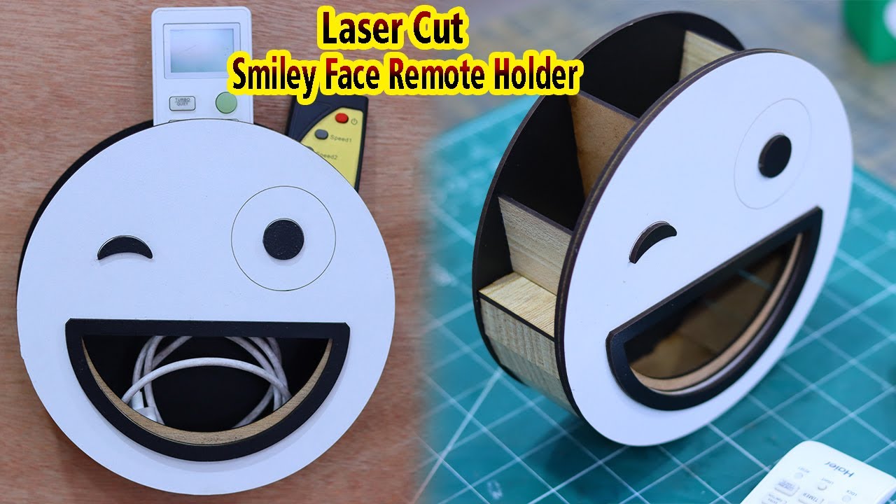 How to make Laser Cut Smiley Face Remote Control Holder Wall Mounted ...