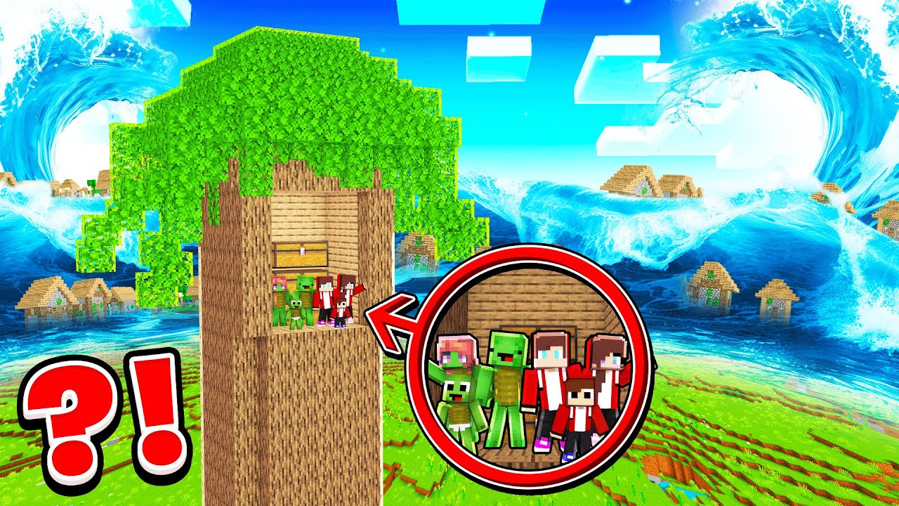 EPIC TSUNAMI vs. Mikey Family & JJ Family TREE Bunker - Minecraft ...
