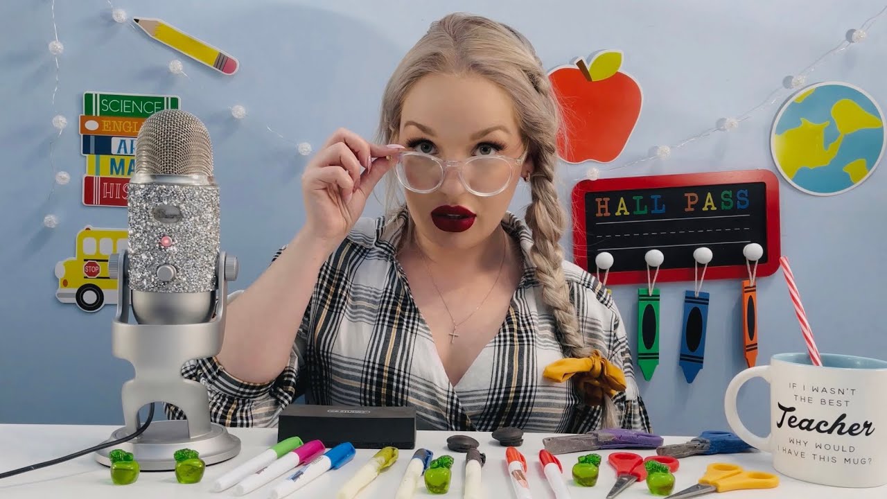 ASMR TEACHER ROLEPLAY BACK TO SCHOOL WITH EDIBLE SCHOOL SUPPLIES 👩🏼‍🏫 ...