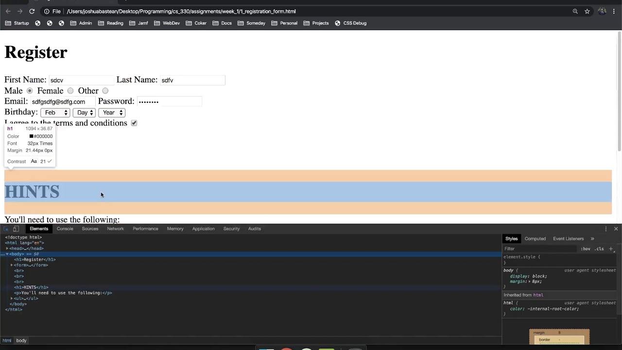 Full Stack Web Developer Course: 1_19 - Registration Form Assignment ...
