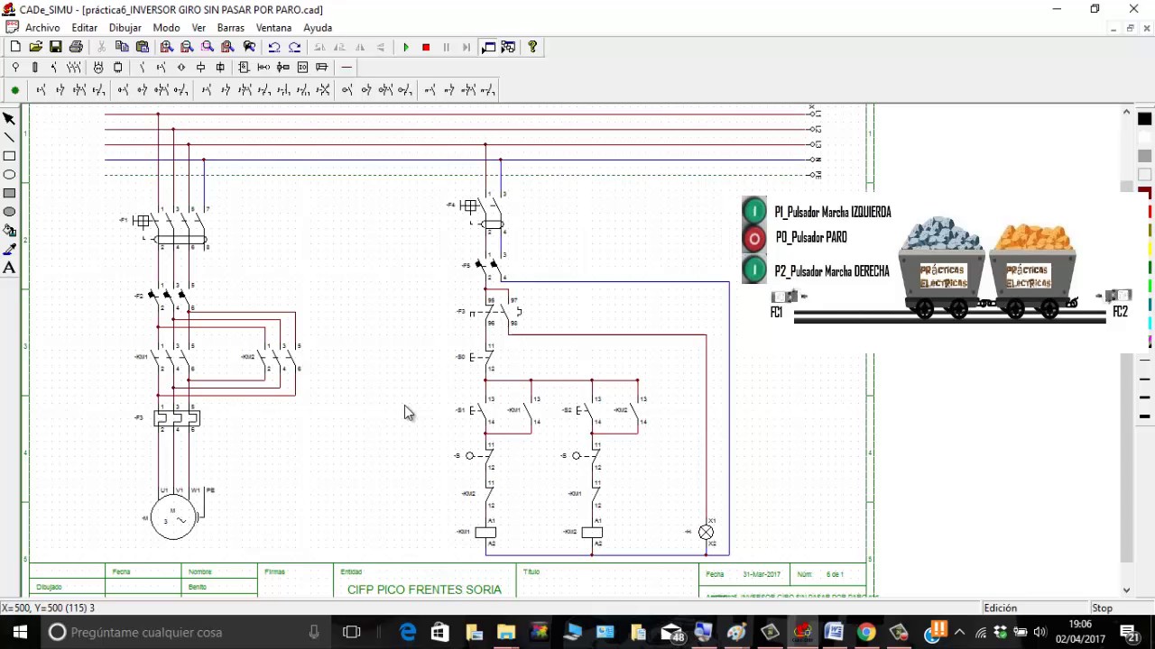 Practica_7 inversión de giro con paro por finales de carrera con Cade ...