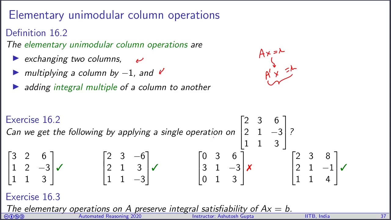 Lecture 16 2 Hermite Normal Form Youtube