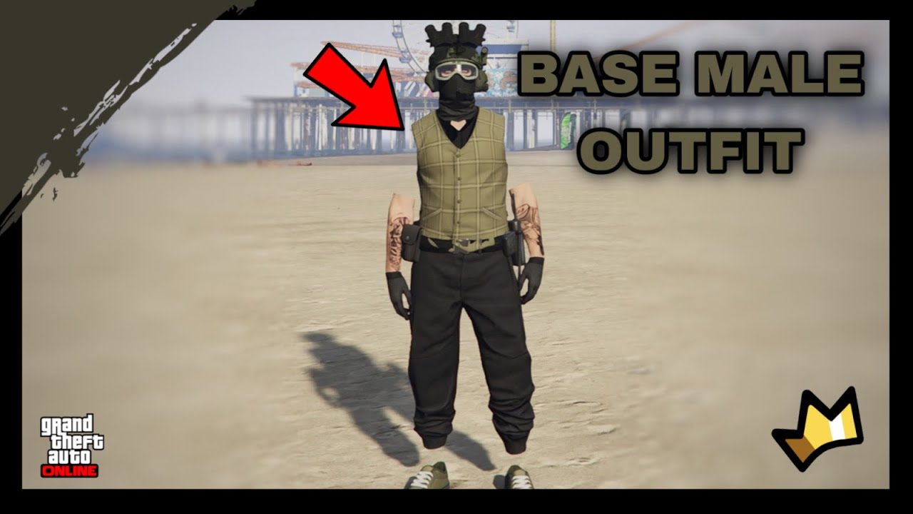 GTA 5 ONLINE MALE BASE OUTFIT WITH BLACK Joggers,INVISIBLE ARMS ...