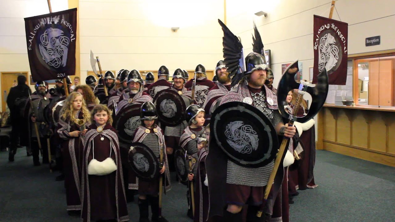 2014 Scalloway Fire Festival - Jarls Squad singing own song at NAFC ...