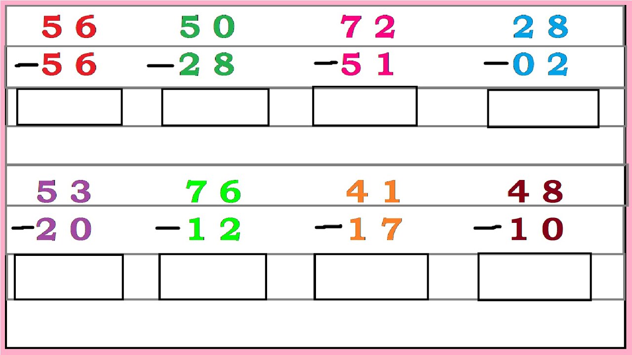 Subtraction of 2 digit numbers for kids || Learn How to Subtract 2 ...