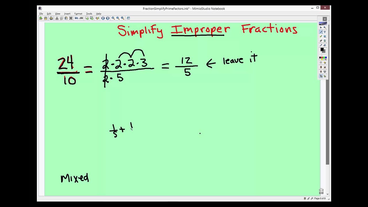 Improper Fractions Simplify YouTube Improper Fractions Simplify YouTube