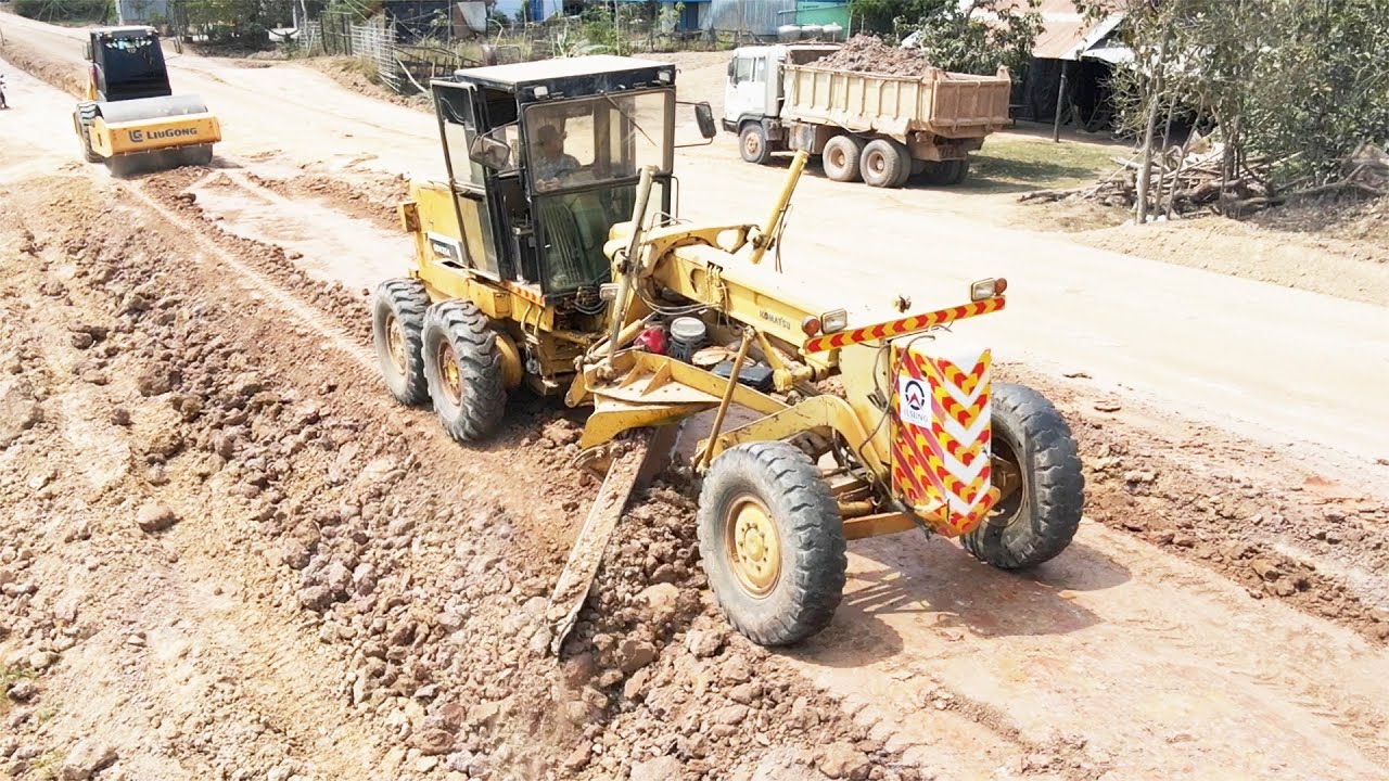Amazing Motor Grader Constructoin Road, Technique skill drive Motorr ...