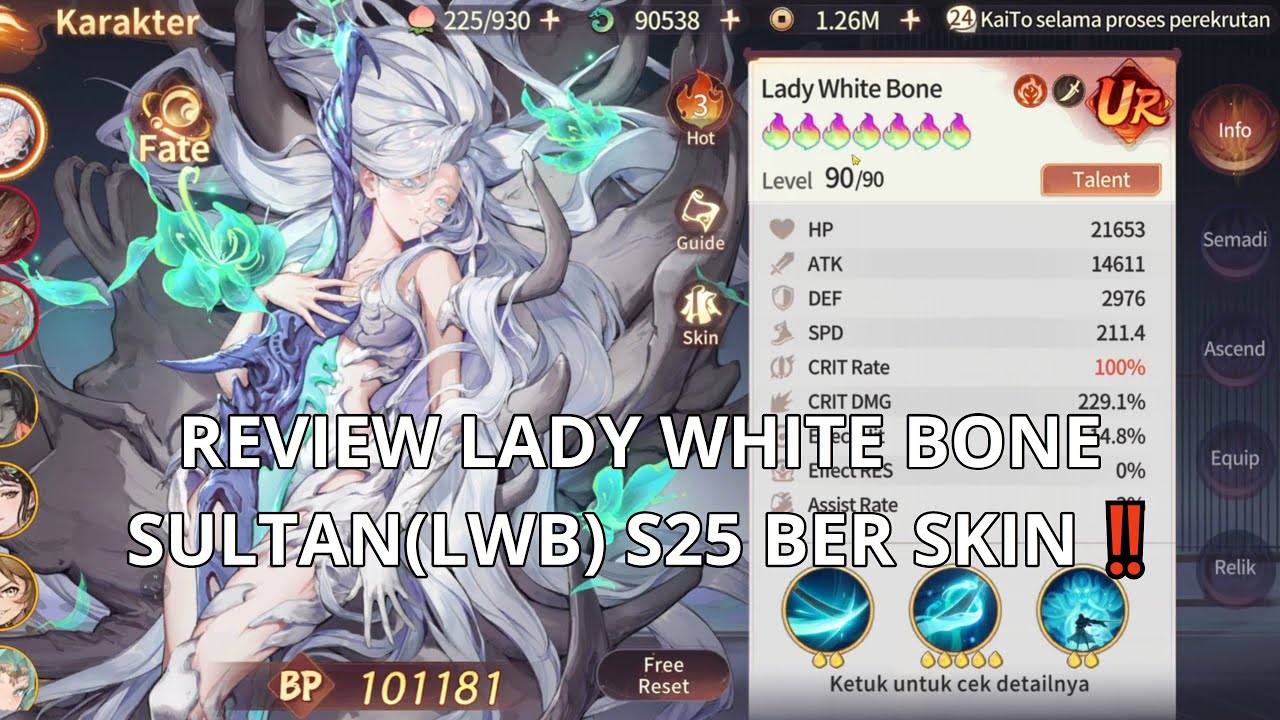 REVIEW LADY WHITE BONE SULTAN(LWB) S25 BER SKIN ‼️ - REINKARNASI ...