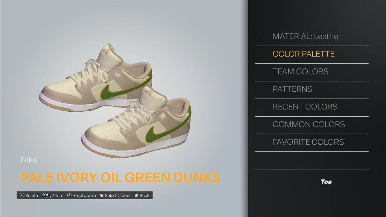 Pale Ivory Oil Green Nike Dunks (NBA 2K24) - YouTube