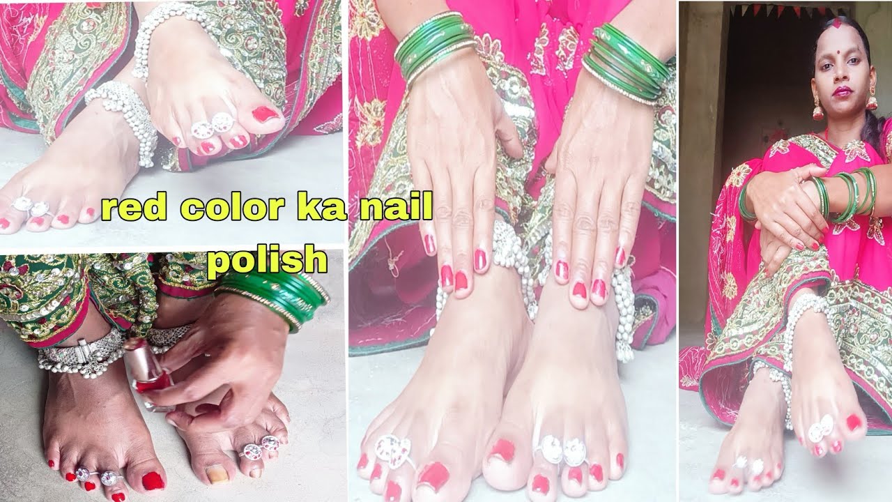 red color ka nail polish 💅 request video v,s ,p nail polish colour ...